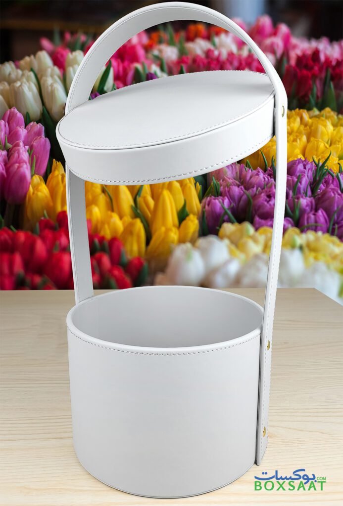 #1 Luxury Round Flower Box White Dubai - Order Online